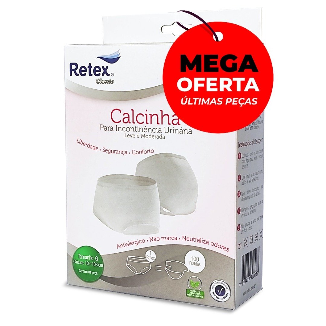 CALCINHA ABSORVENTE INCONTINENCIA URINARIA RETEX – CLASSIC – Retex